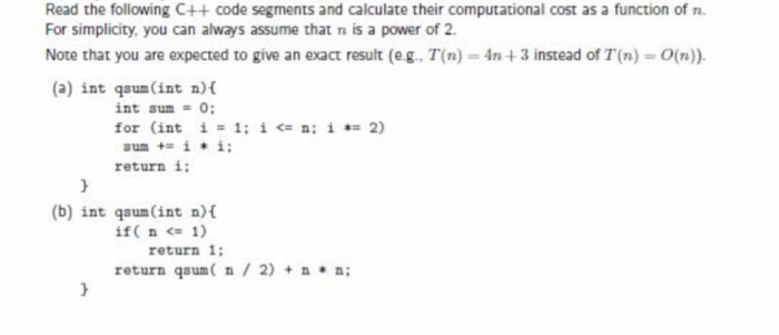 Solved Read the following C++ code segments and calculate | Chegg.com