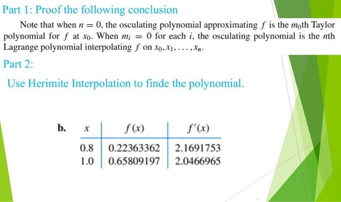 Solved Part 1: Proof the following conclusion Note that when | Chegg.com