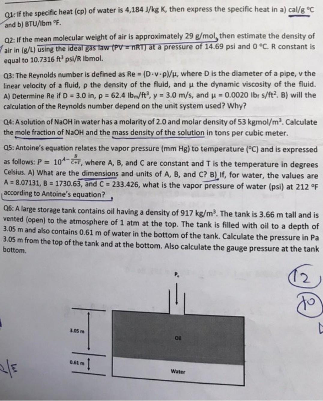 Solved Q1: 1f the specific heat (cp) of water is 4,184 J/kg | Chegg.com
