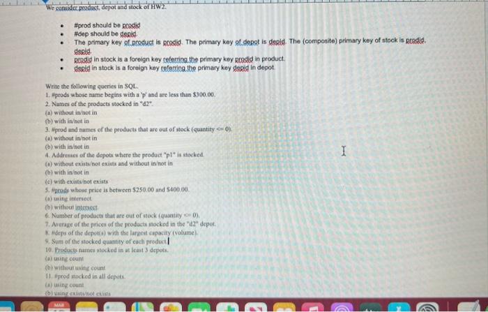 Solved We sonsider prodact, depol and stock of HWW2. - | Chegg.com