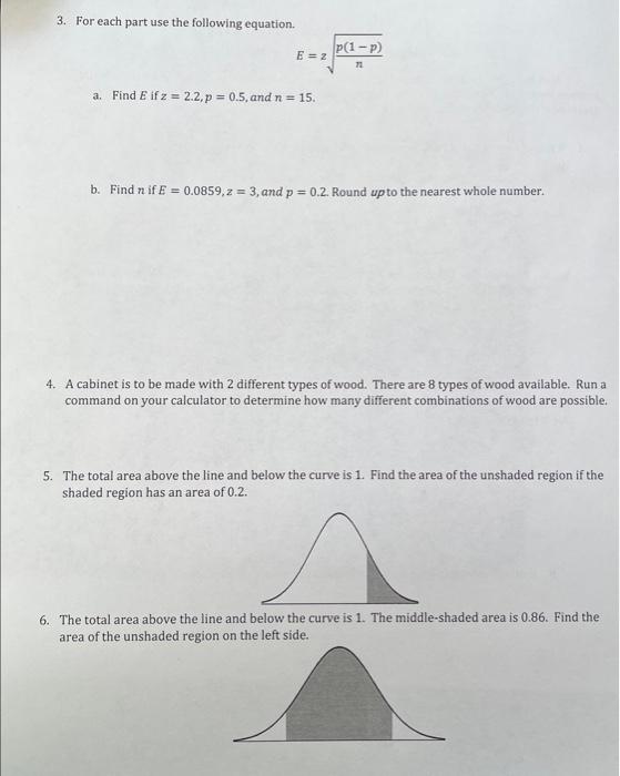 Solved 3. For each part use the following equation. | Chegg.com