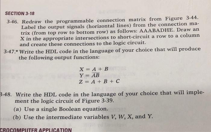 Solved 3-46. Redraw the programmable connection matrix from | Chegg.com