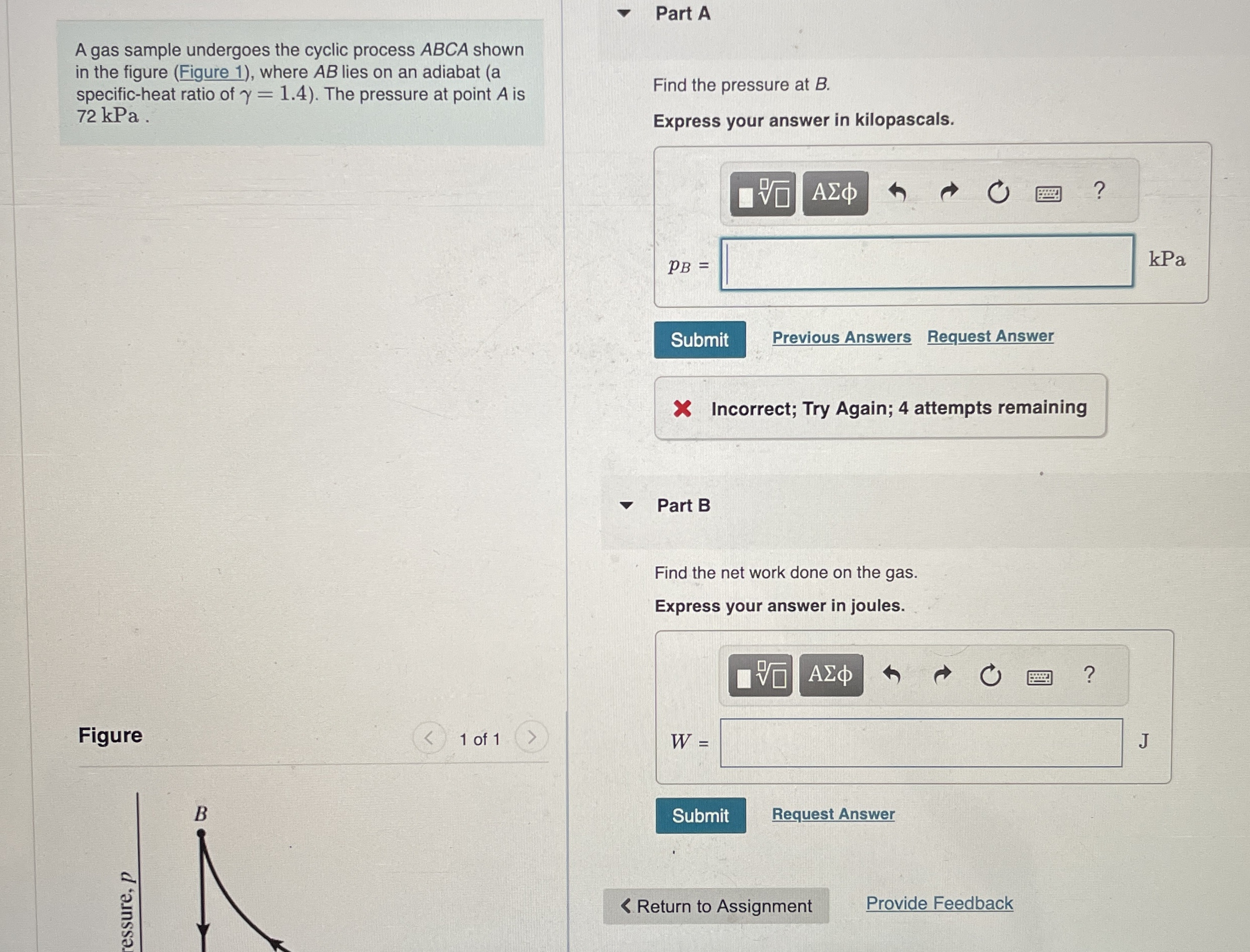 A gas sample undergoes the cyclic process ABCA shown | Chegg.com