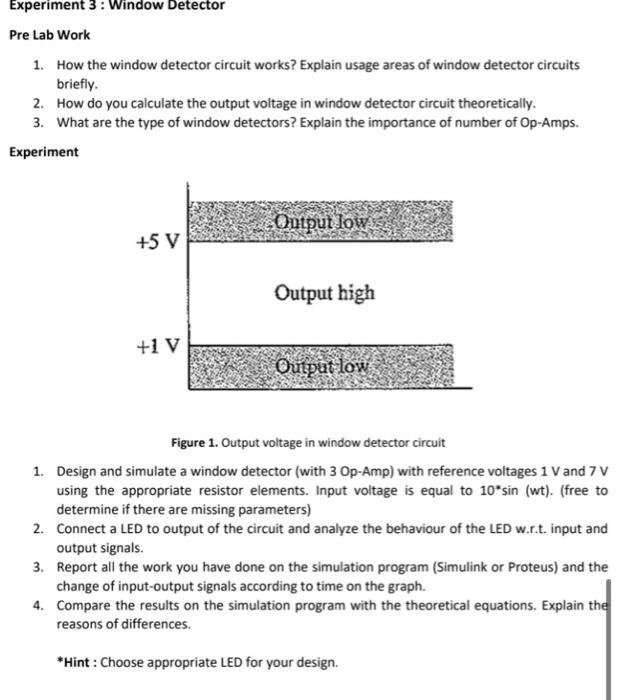 Solved Experiment 3: Window Detector Pre Lab Work 1. How the | Chegg.com