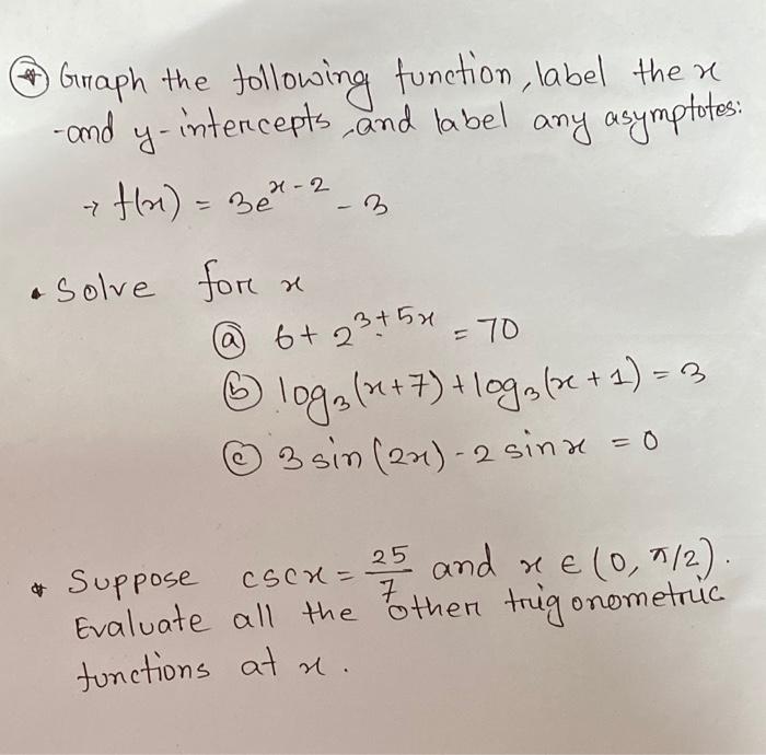 Solved Graph the following function, label then -and y- | Chegg.com