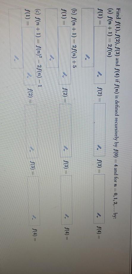 Solved Find f(1), (2), f(3) and f(4) if f(n) is defined | Chegg.com