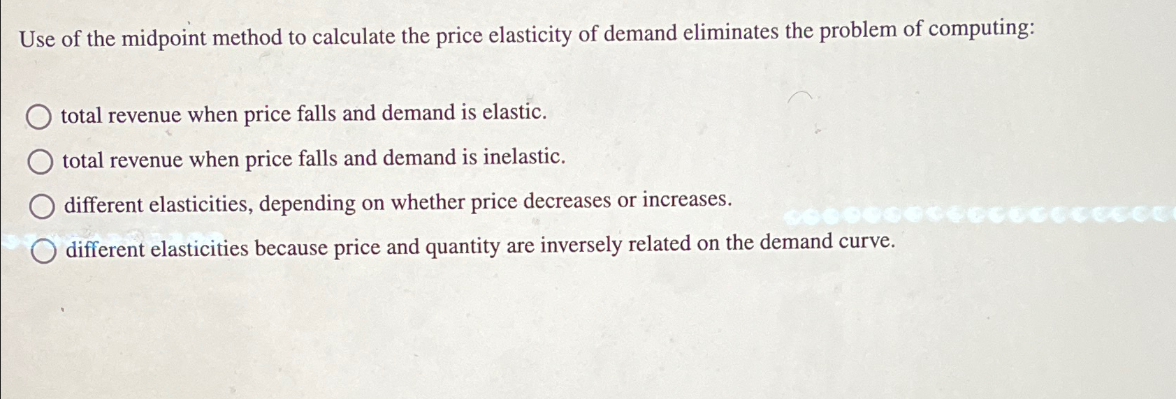Solved Use of the midpoint method to calculate the price | Chegg.com