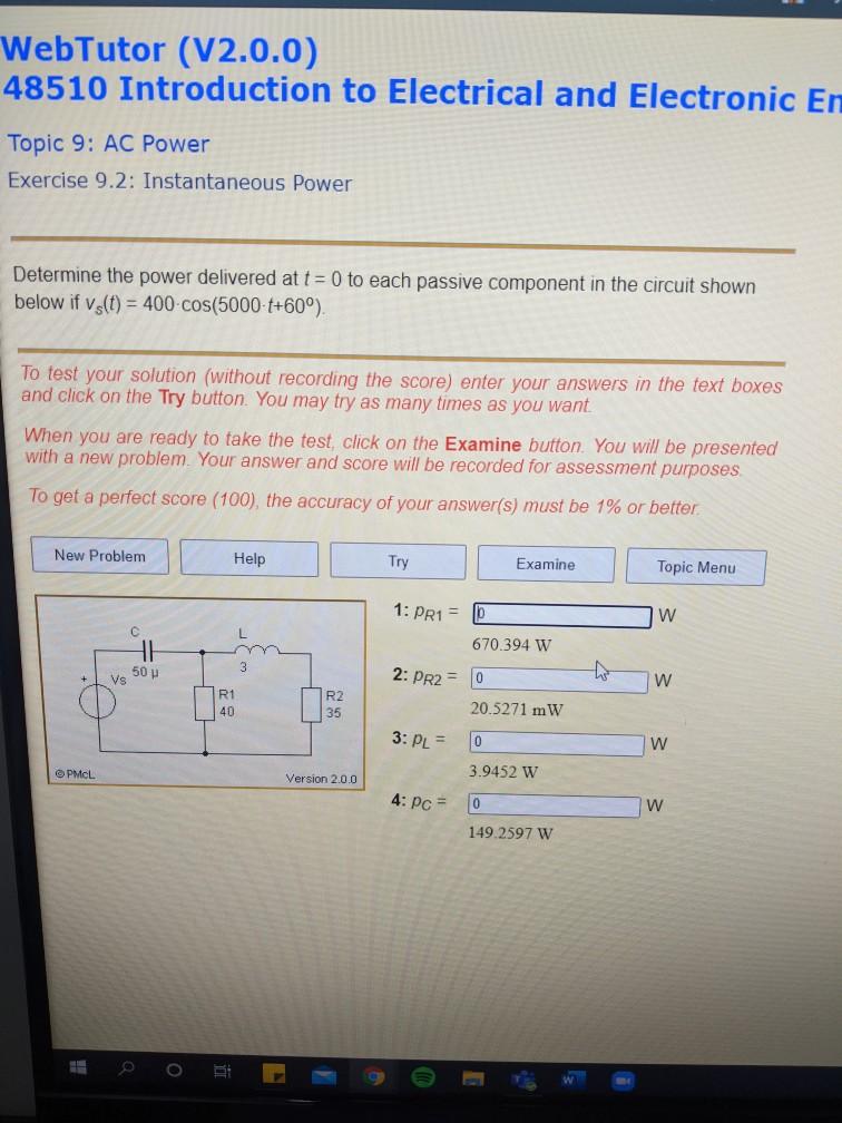 Solved WebTutor (V2.0.0) 48510 Introduction to Electrical | Chegg.com