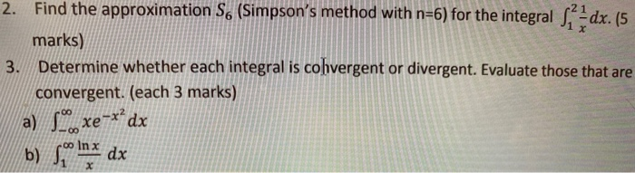 Solved 2. Find the approximation S, (Simpson's method with | Chegg.com