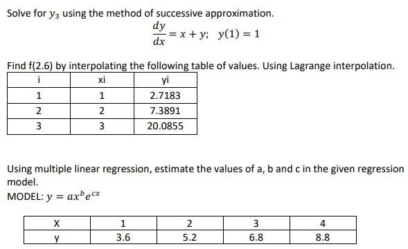 Solved Solve for y3 using the method of successive | Chegg.com