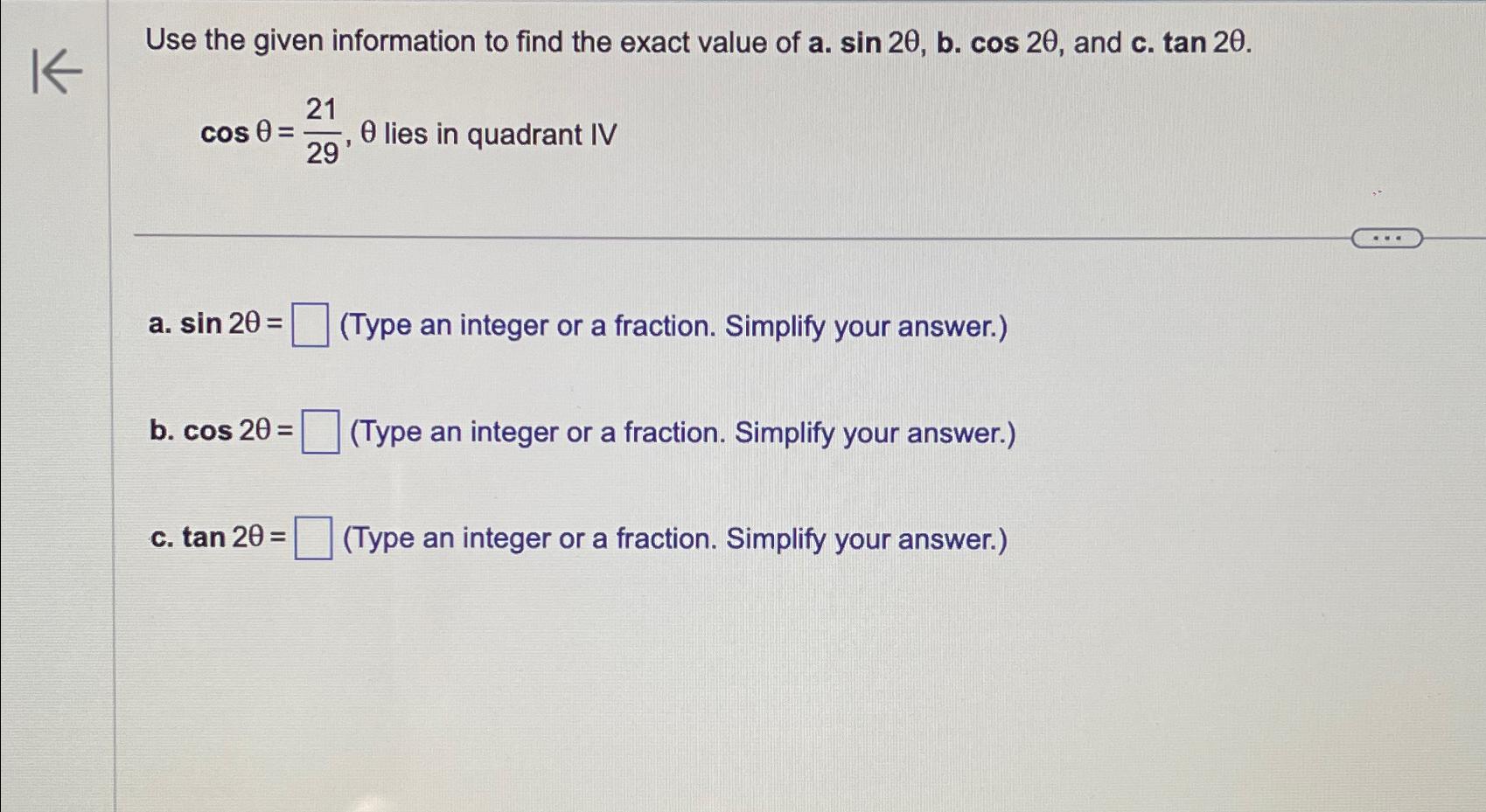 Solved Use the given information to find the exact value of | Chegg.com