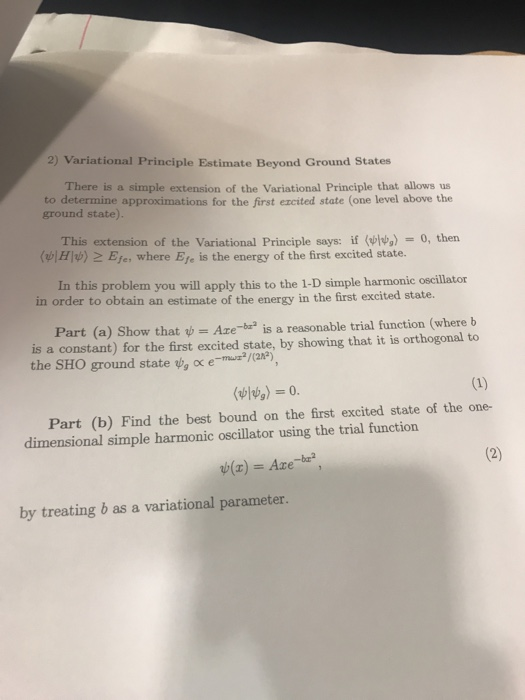 Solved 2 Variational Principle Estimate Beyond Ground