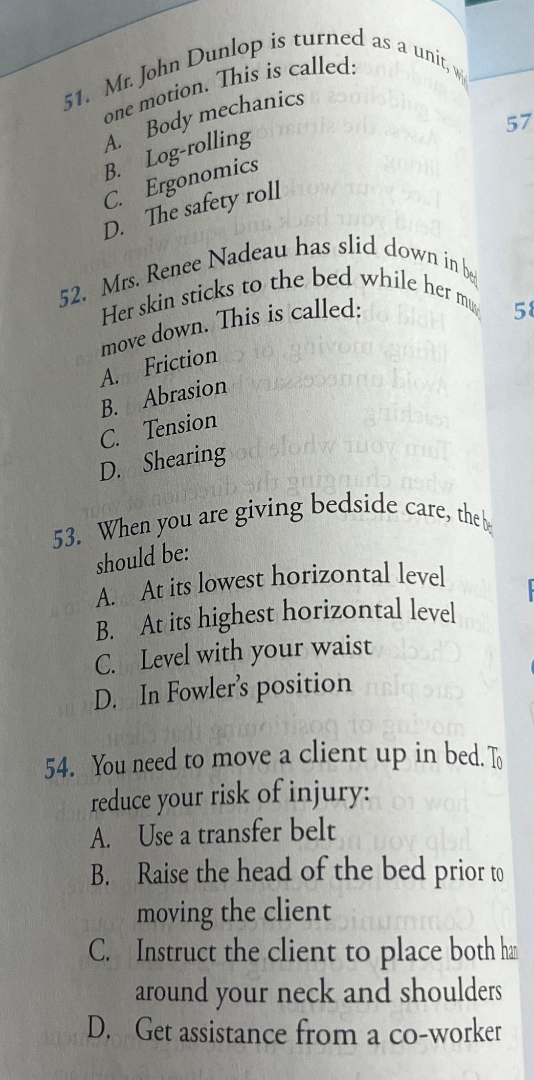 Solved Mr. ﻿John Dunlop is turned as a unit one motion. Body | Chegg.com
