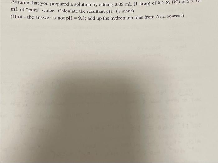 Solved Assume that you prepared a solution by adding 0.05 mL | Chegg.com