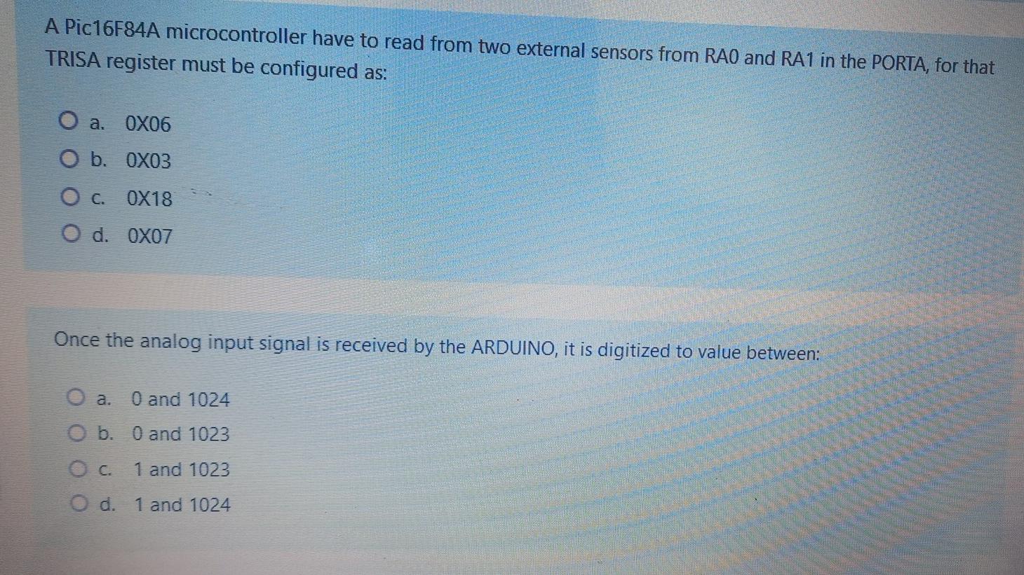 Solved A Pic16F84A microcontroller have to read from two | Chegg.com