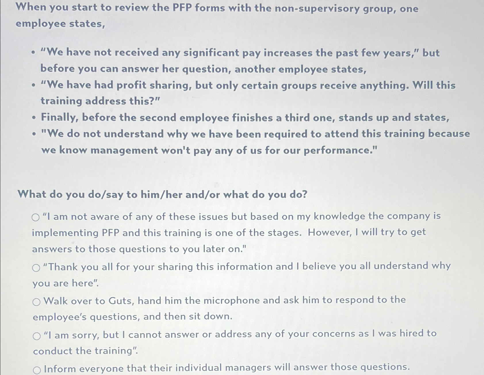 Solved When you start to review the PFP forms with the | Chegg.com