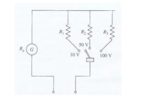 Solved The internal wiring of a three-scale voltmeter is | Chegg.com
