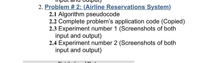 Solved Problem \# 2: (Airline Reservations System)_[ 35 | Chegg.com