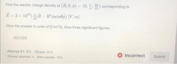 Solved Find the electric charge density at | Chegg.com