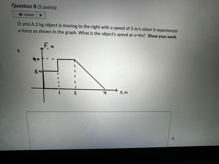 Solved 5 Pts A 2 Kg Object Is Moving To The Right With A