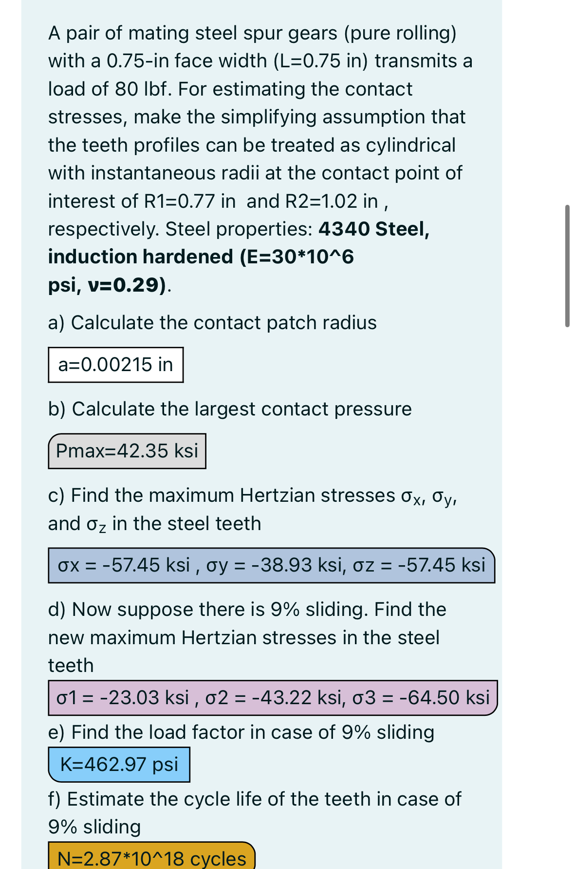 Solved A pair of mating steel spur gears (pure rolling) | Chegg.com