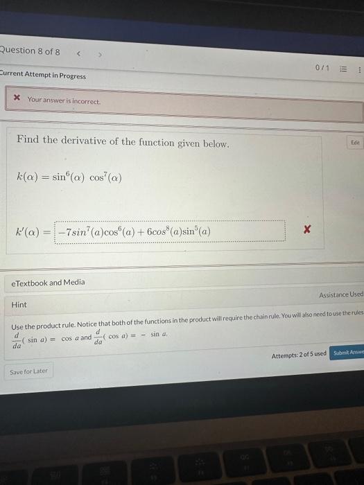 Solved Find the derivative of the function given below. | Chegg.com