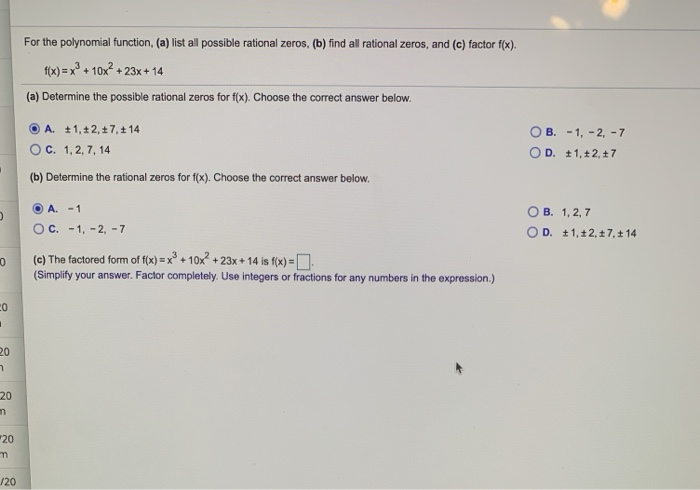 Solved For the polynomial function, (a) list all possible | Chegg.com