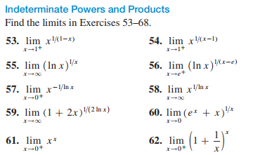 Solved Indeterminate Powers and ProductsFind the limits in | Chegg.com