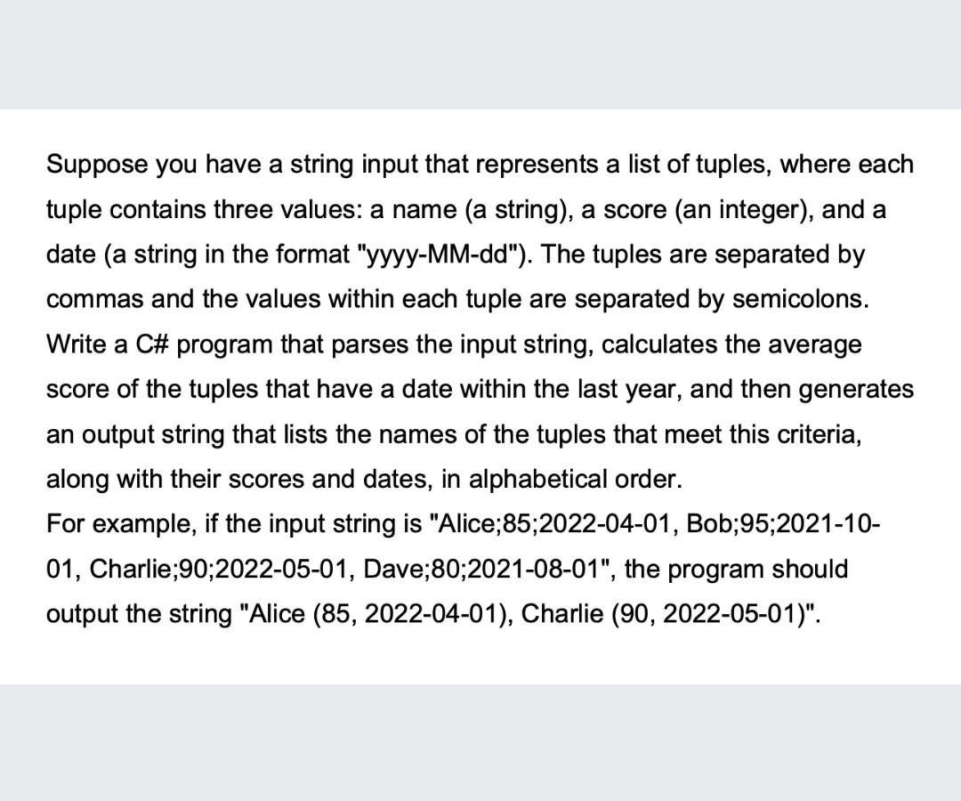 Solved Suppose you have a string input that represents a | Chegg.com