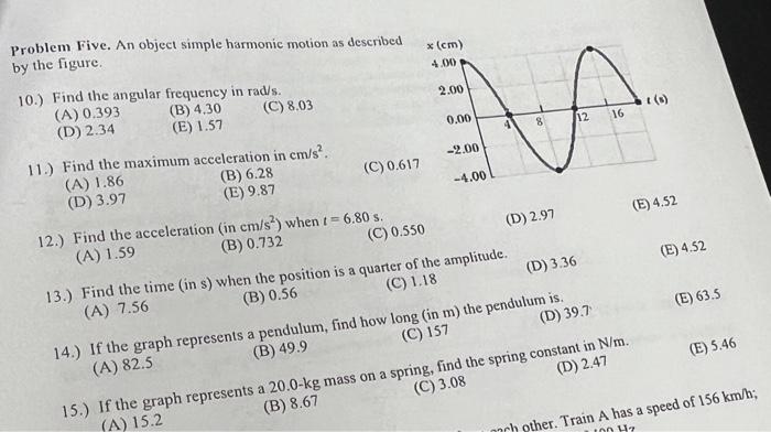 Solved Problem Five. An object simple harmonic motion as | Chegg.com
