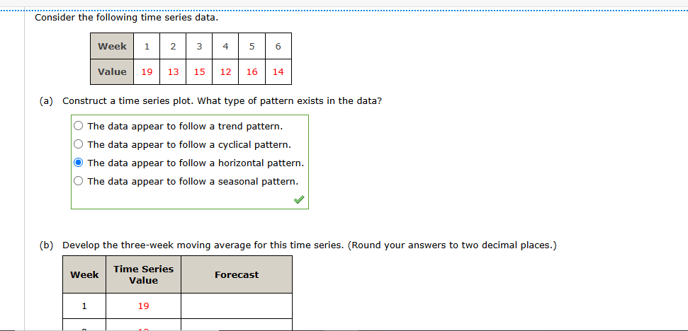 Solved Consider the following time series | Chegg.com