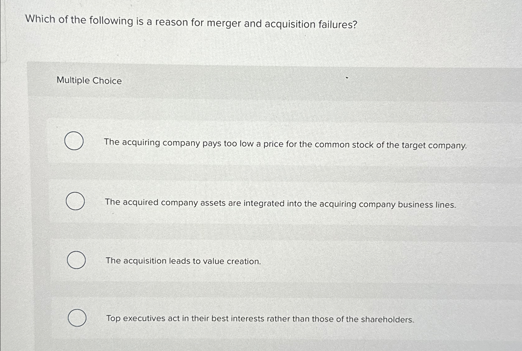 Solved Which of the following is a reason for merger and | Chegg.com