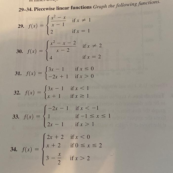 Solved x 29–34. Piecewise linear functions Graph the | Chegg.com