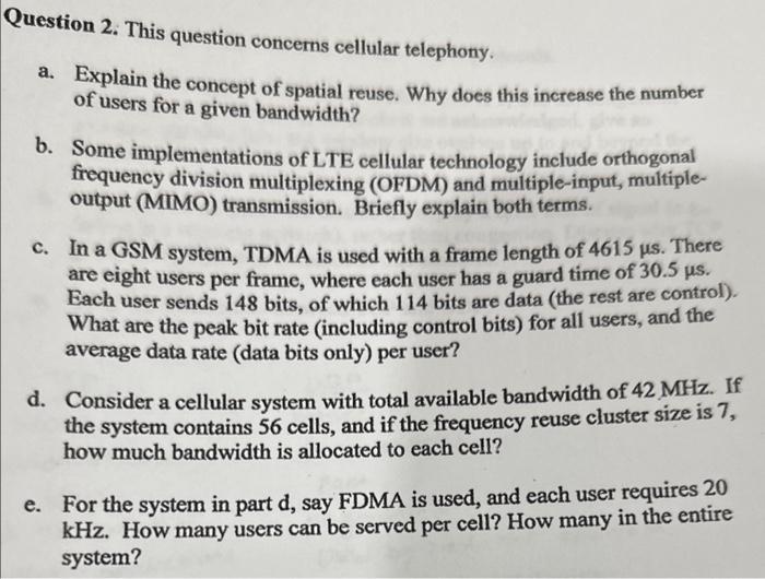 Solved a. Explain the concept of spatial reuse. Why does | Chegg.com
