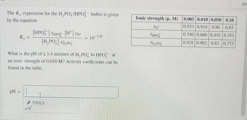 Solved Att The K. expression for the H, POZ/HPO- buffer is | Chegg.com