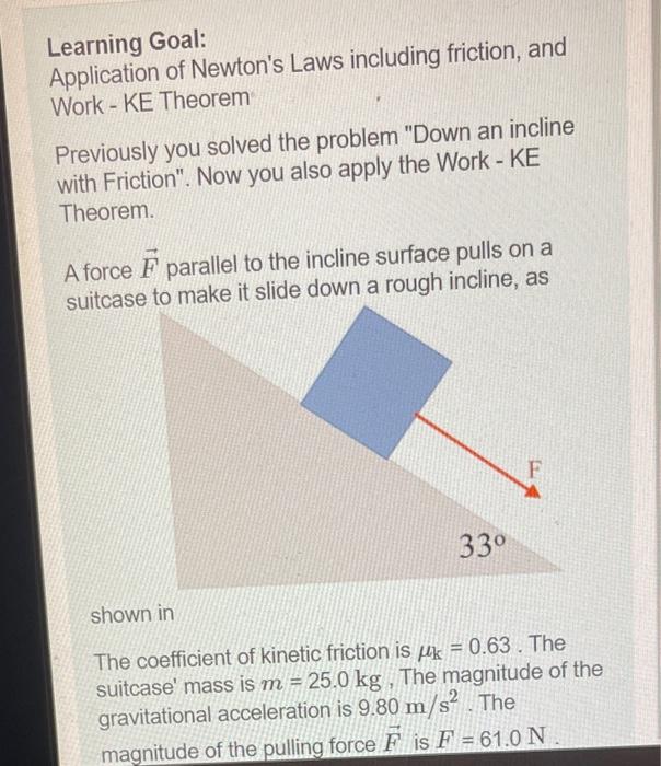 Learning Goal: Application of Newton's Laws including | Chegg.com