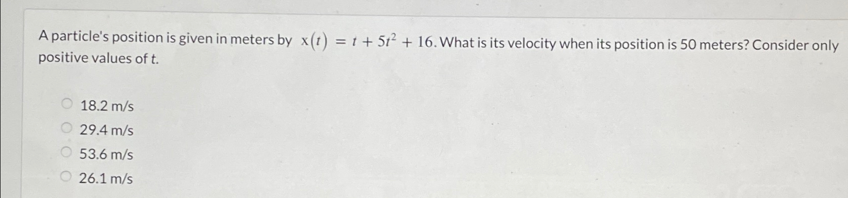 Solved A particle's position is given in meters by | Chegg.com