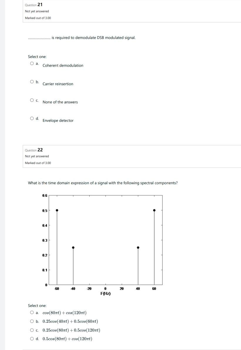 Solved Is Required To Demodulate Dsb Modulated Signal 