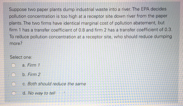 Solved Suppose two paper plants dump industrial waste into a | Chegg.com