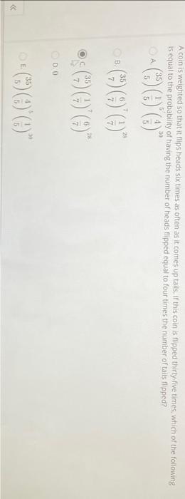 Solved A coin is weighted so that it fips heads six times as | Chegg.com