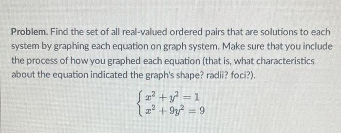 Solved Problem. Find the set of all real-valued ordered | Chegg.com