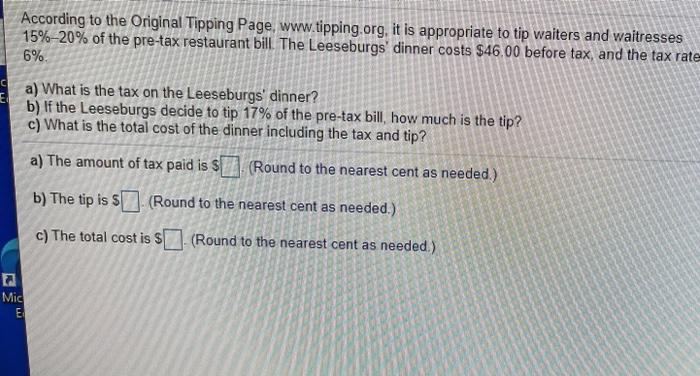 Solved According to the Original Tipping Page, | Chegg.com