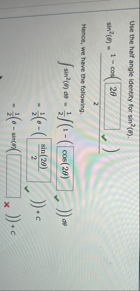 Solved Use the half angle identity for | Chegg.com
