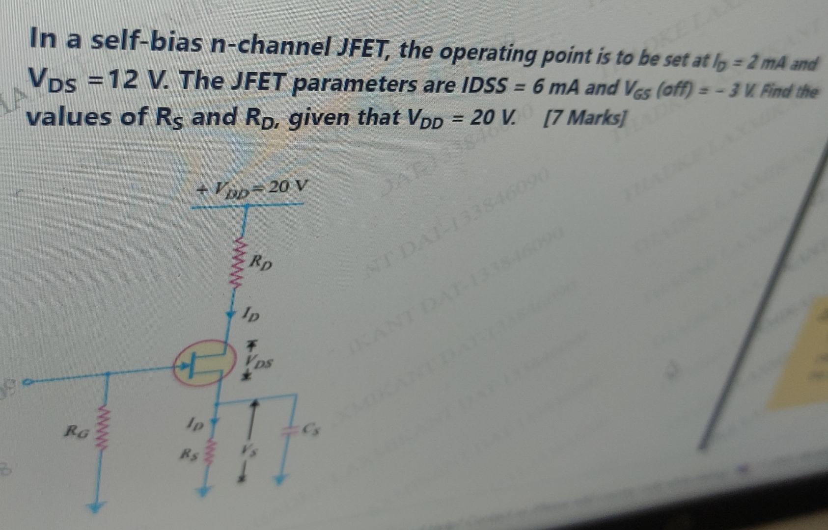 Solved In a self-bias n-channel JFET, the operating point is | Chegg.com