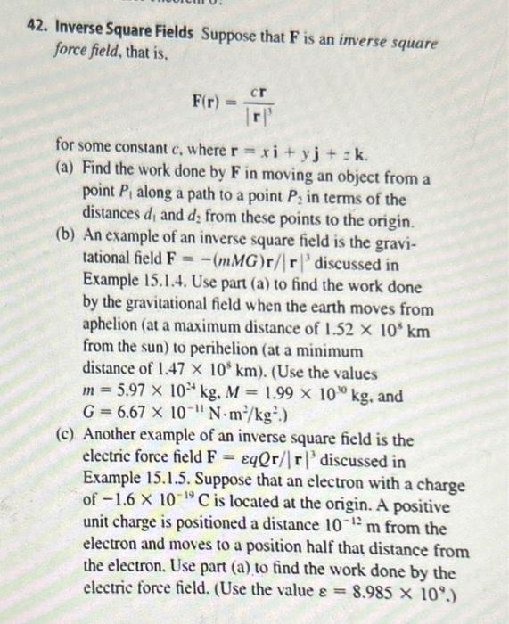 Solved 42. Inverse Square Fields Suppose that F is an | Chegg.com