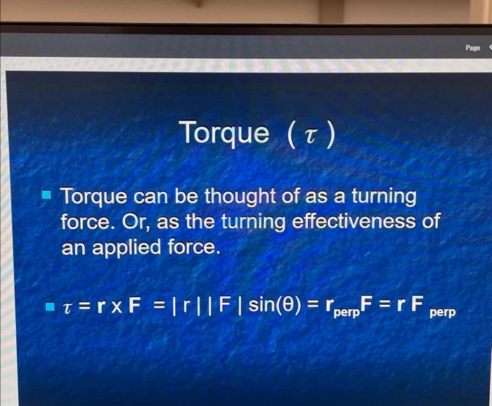 Solved make a concept drawing for the concept of Torque. | Chegg.com