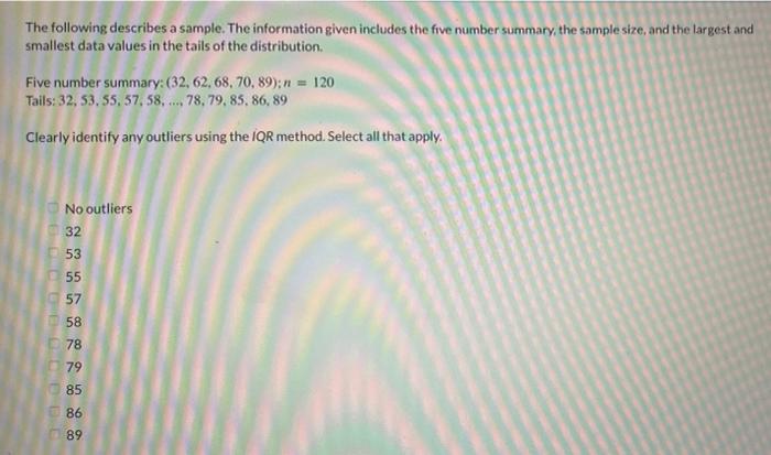 Solved The following describes a sample. The information | Chegg.com