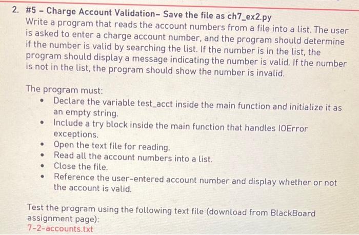 Solved 2. #5-Charge Account Validation- Save the file as | Chegg.com
