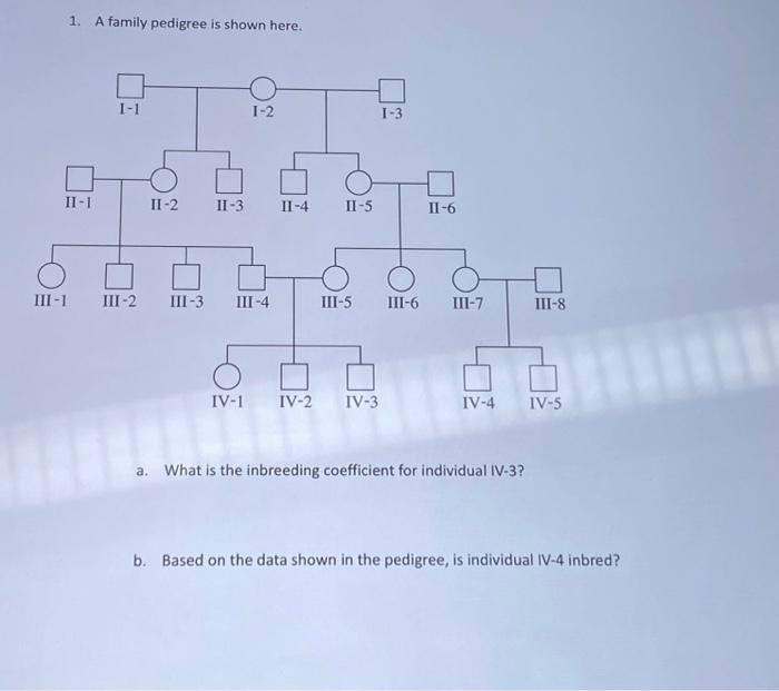 Solved 1. A family pedigree is shown here. a. What is the | Chegg.com