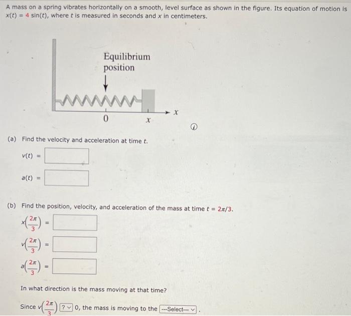 Solved A mass on a spring vibrates horizontally on a smooth, | Chegg.com